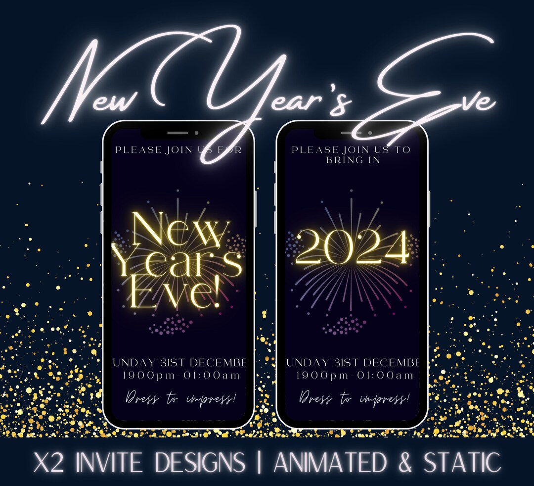New Year's Eve Digital Party Invitation Template | NYE Electronic Evite ...