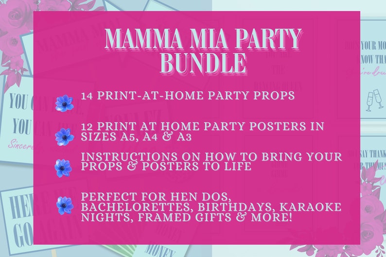 Mamma Mia Party Decorations Bundle / 26 Posters & Photobooth Props for ...