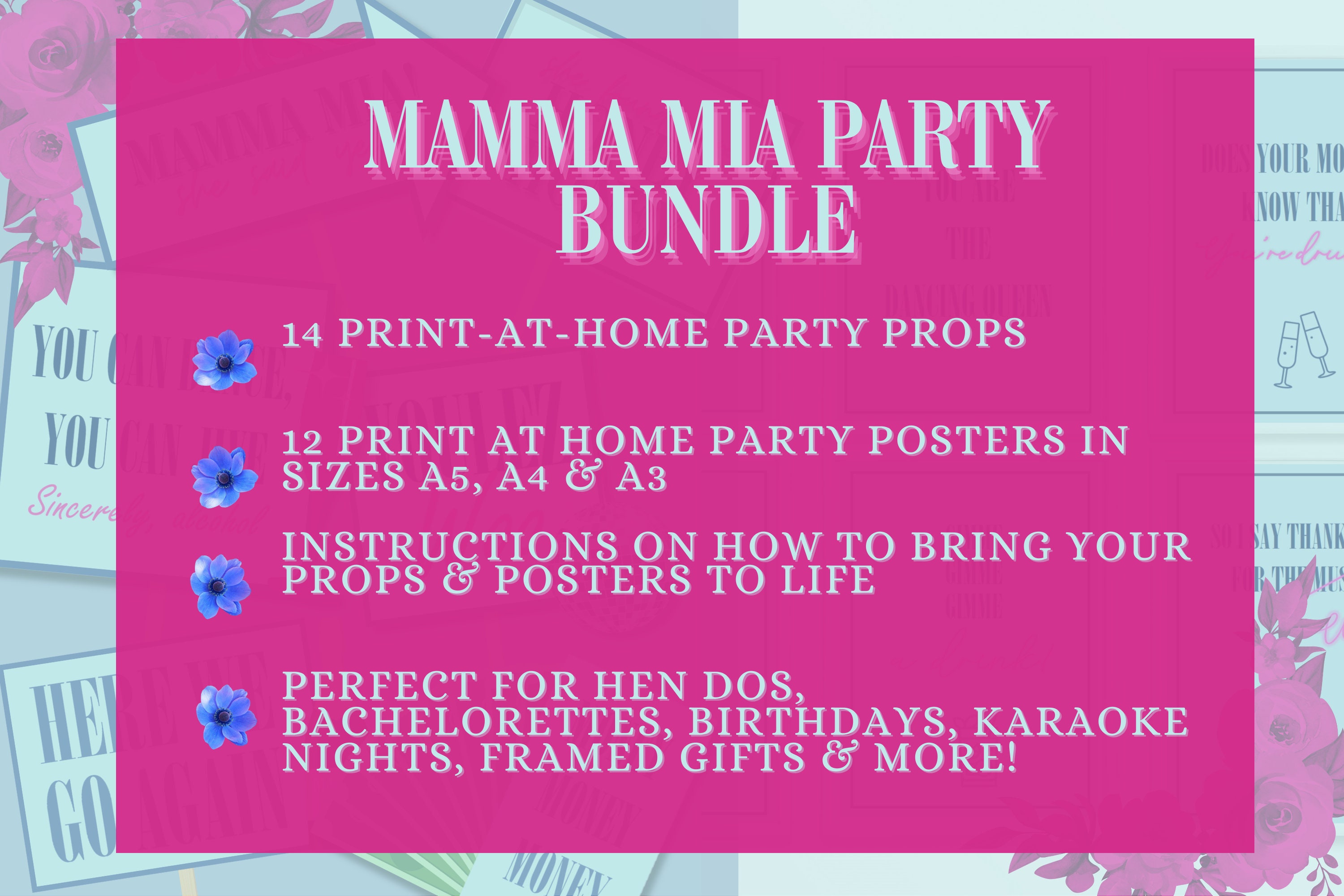 Mamma Mia Party Decorations Bundle / 26 Posters & Photobooth Props for ...