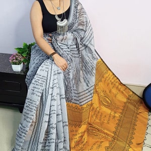 Handmade Handloom Hand Waving Cotton Silk Hand Print Saree With BP ...