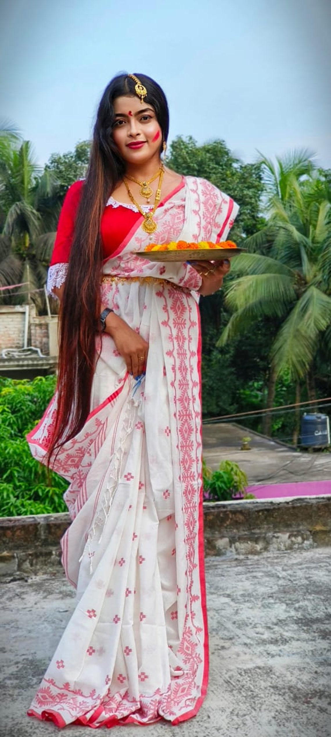 Handmade Handloom Hand Waving Cotton Jamdani Saree With BP Indian ...
