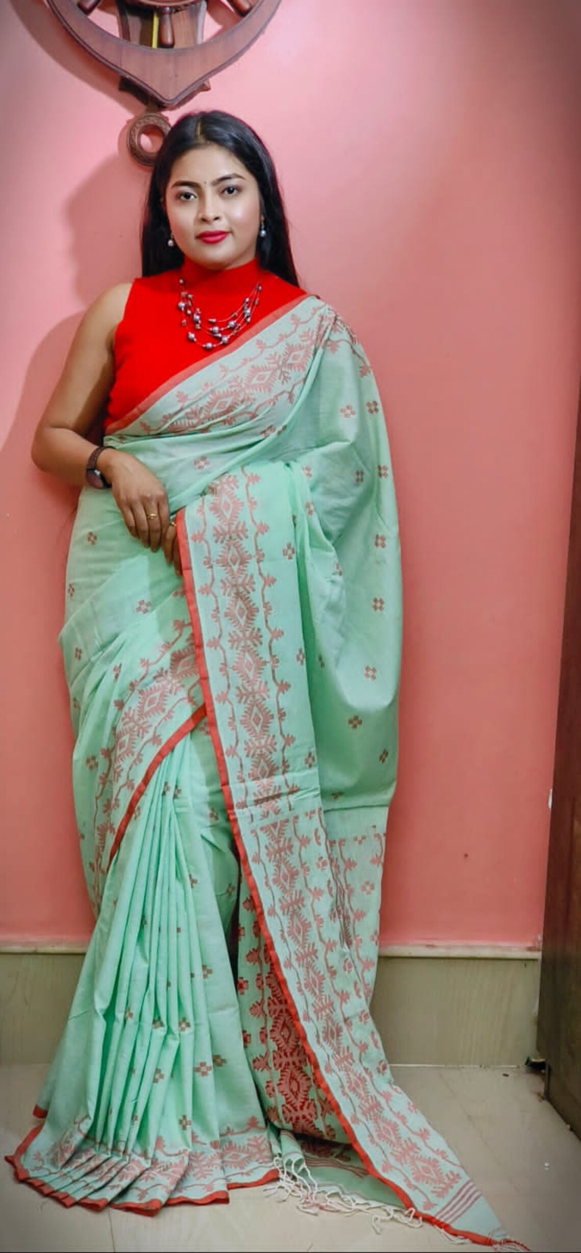 Handmade Handloom Hand Waving Cotton Jamdani Saree With BP Indian ...