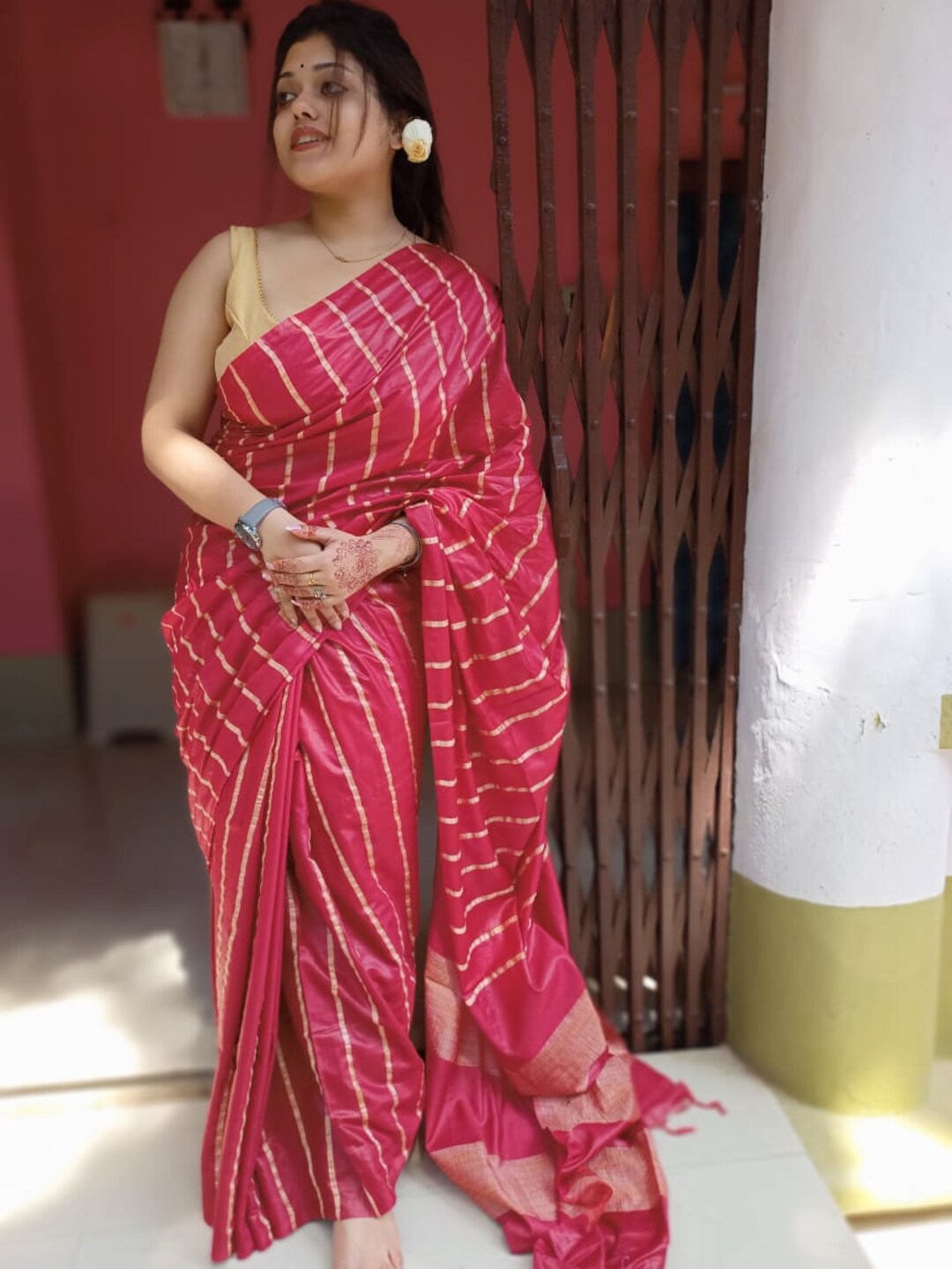 Handmade Handloom Hand Waving Muga Tassor Silk Saree With BP Indian ...