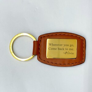 Engraved Leather Gold Keychain, Custom Keyring, Family Name Keys Chains ...