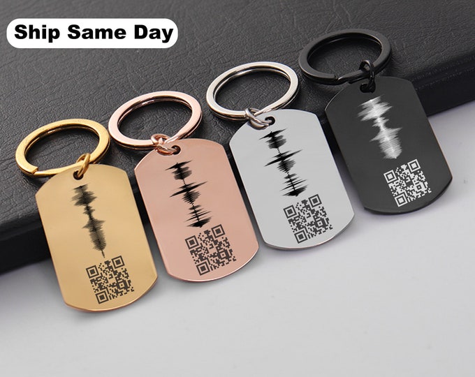 Soundwave QR Code Keychain, Voice Memorial Gift, Voice Recording ...