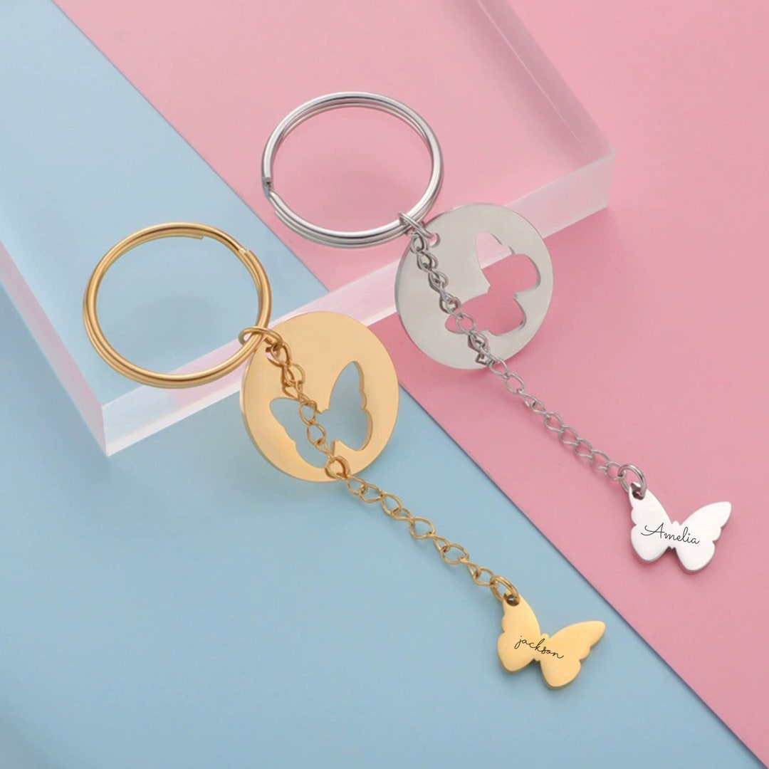 Personalized Butterfly Keychain for Women, Unique Butterfly Lover Gift ...