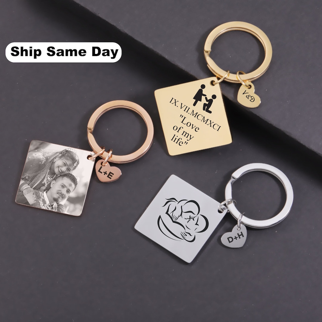 Custom Photo Keychain Personalized Photo Key Chain, Fingerprint Picture ...