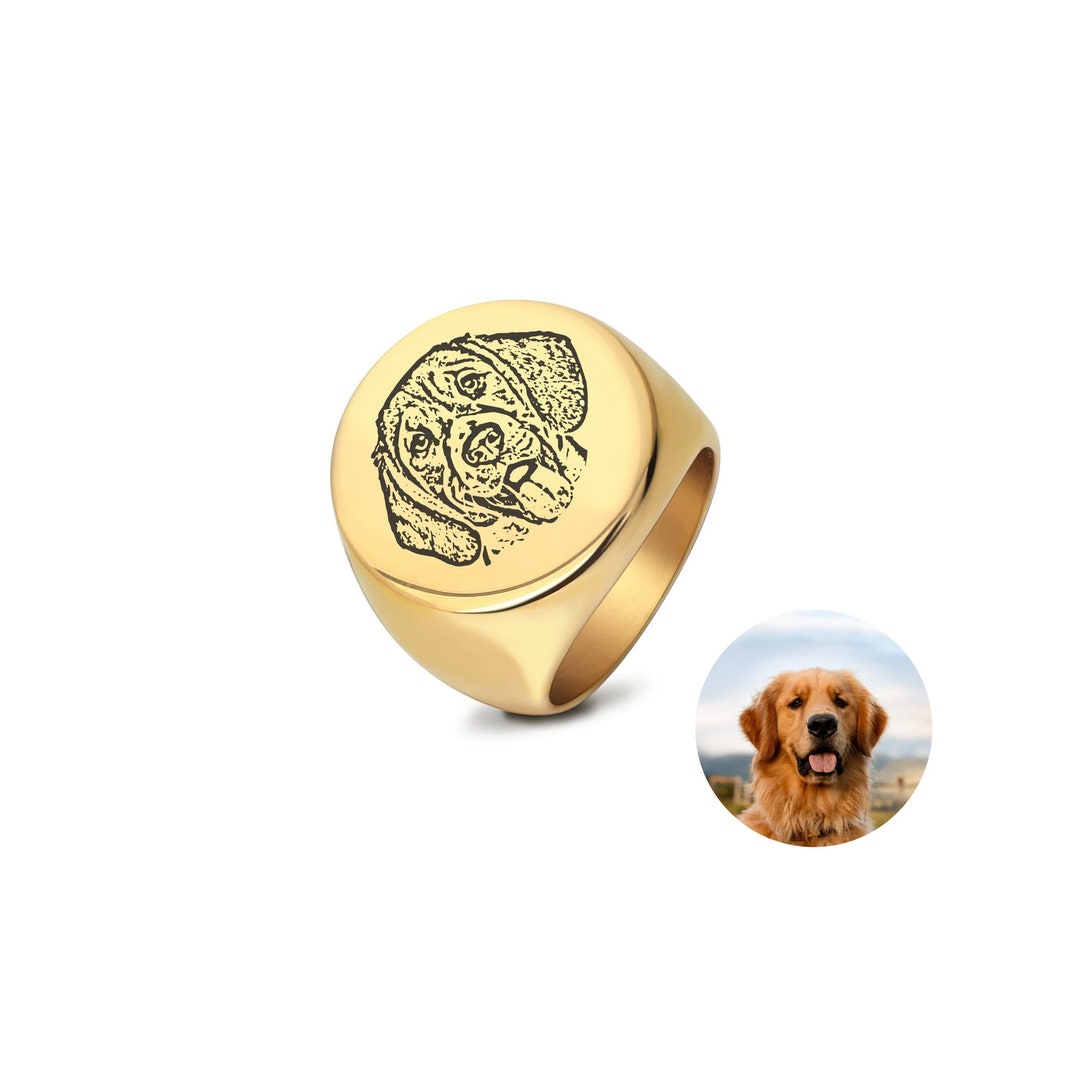 Customizable Gold Signet Ring for Pet Loversengraved Pet - Etsy