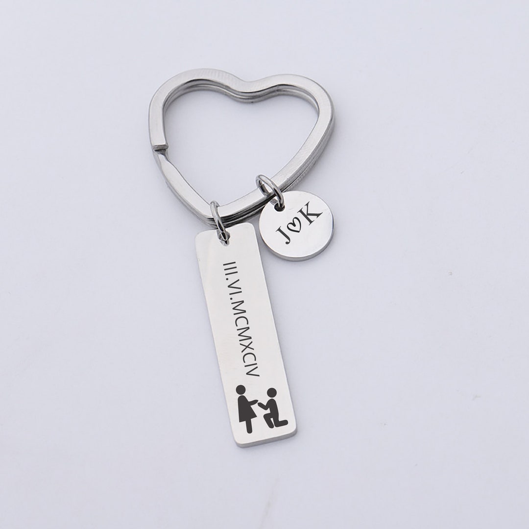 Custom Message Engraved Heart Keyring, Personalized Photo Key Chain ...