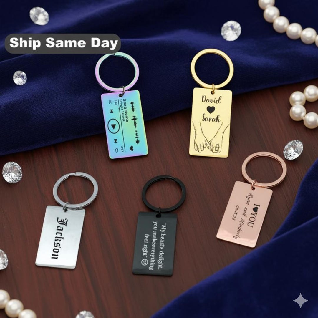 Engraved Music Keychain, Custom Photo Audio Recording Gift - Etsy