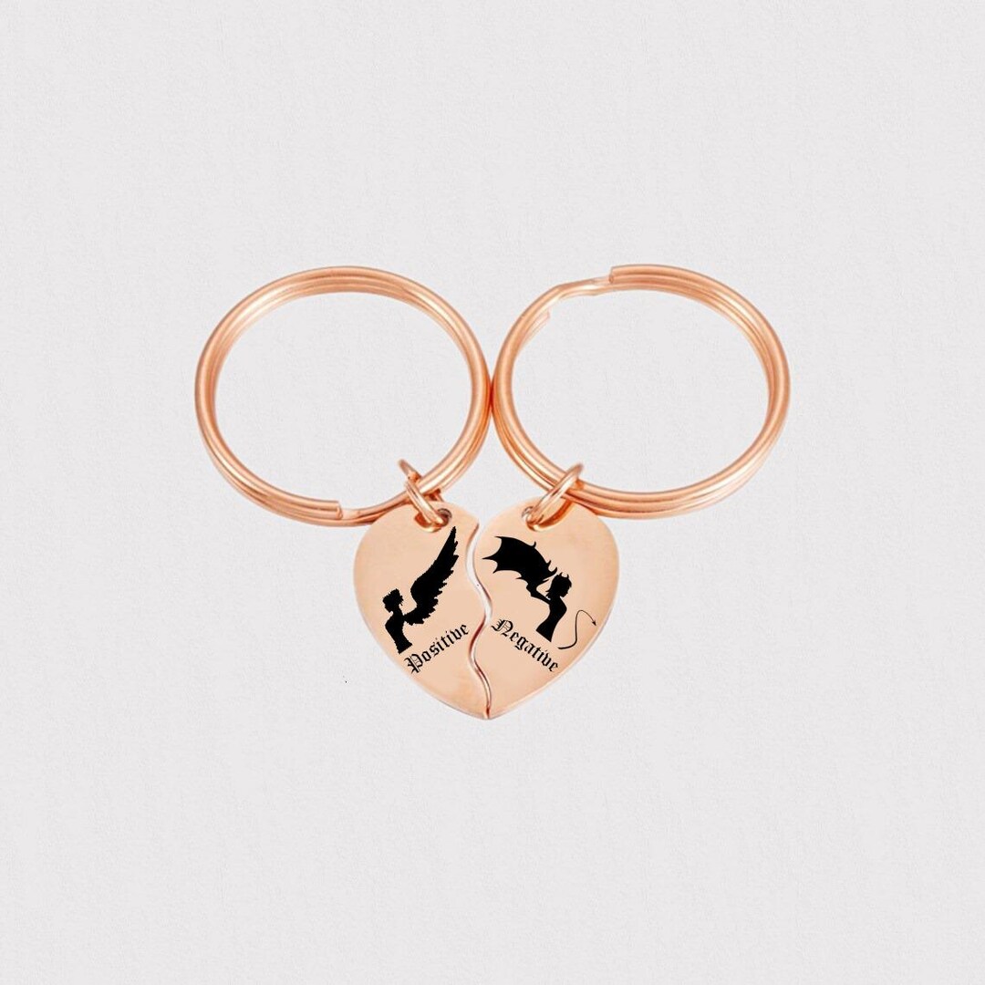 Split Heart Keychain With Name and Initials,personalized Couple Keyring ...