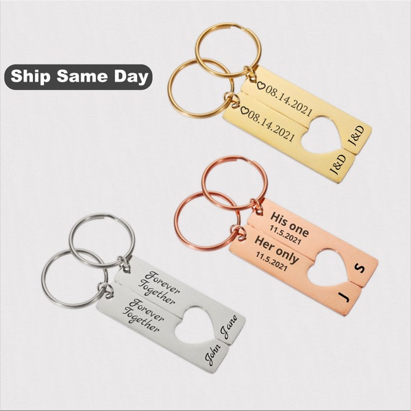 Matching Keychains for Couples Heart - Etsy