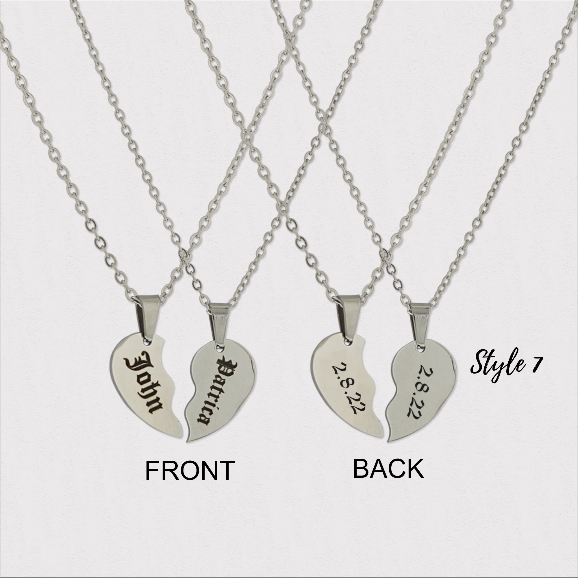 Personalized Engraved Heart Necklace for Couples Engraved - Etsy