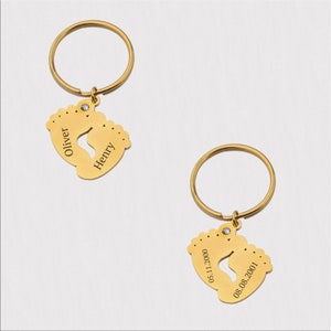 Engraved Baby Foot Keychain: Personalized New Mom Gift - Etsy
