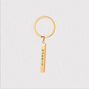 Engraved 3D 4 Sides Bar Stainless Steel Keychain, Car Key Chain for Men ...