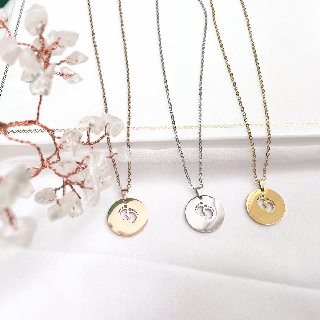 Engraved Baby Name Plate Necklace,baby Feet Necklace,footprint Necklace ...