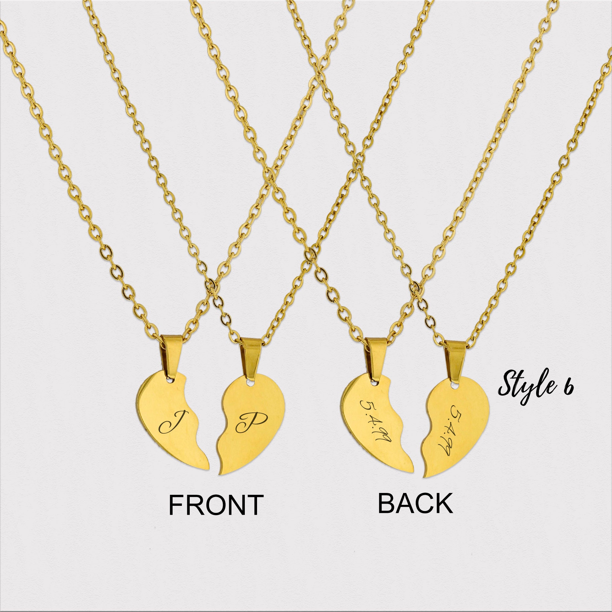 Personalized Engraved Heart Necklace for Couples Engraved - Etsy