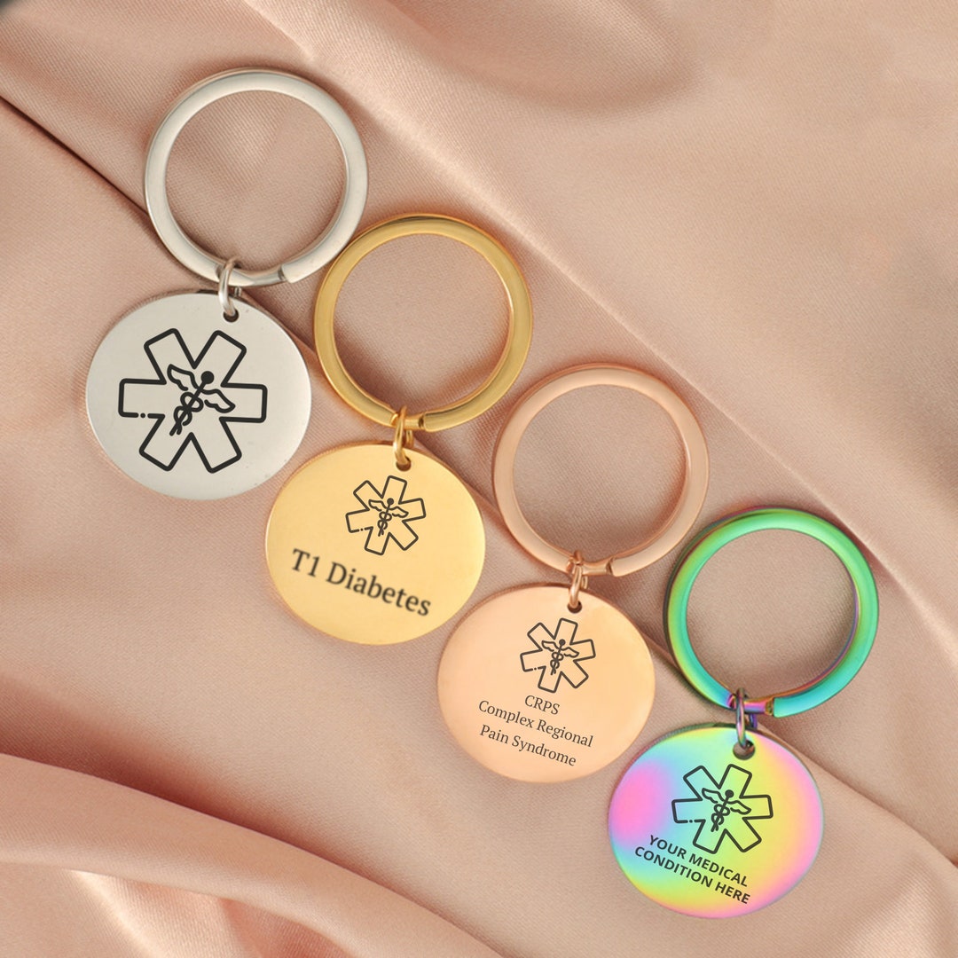 Personalized Custom Medical Alert Keychain for Men Women Engraved ...