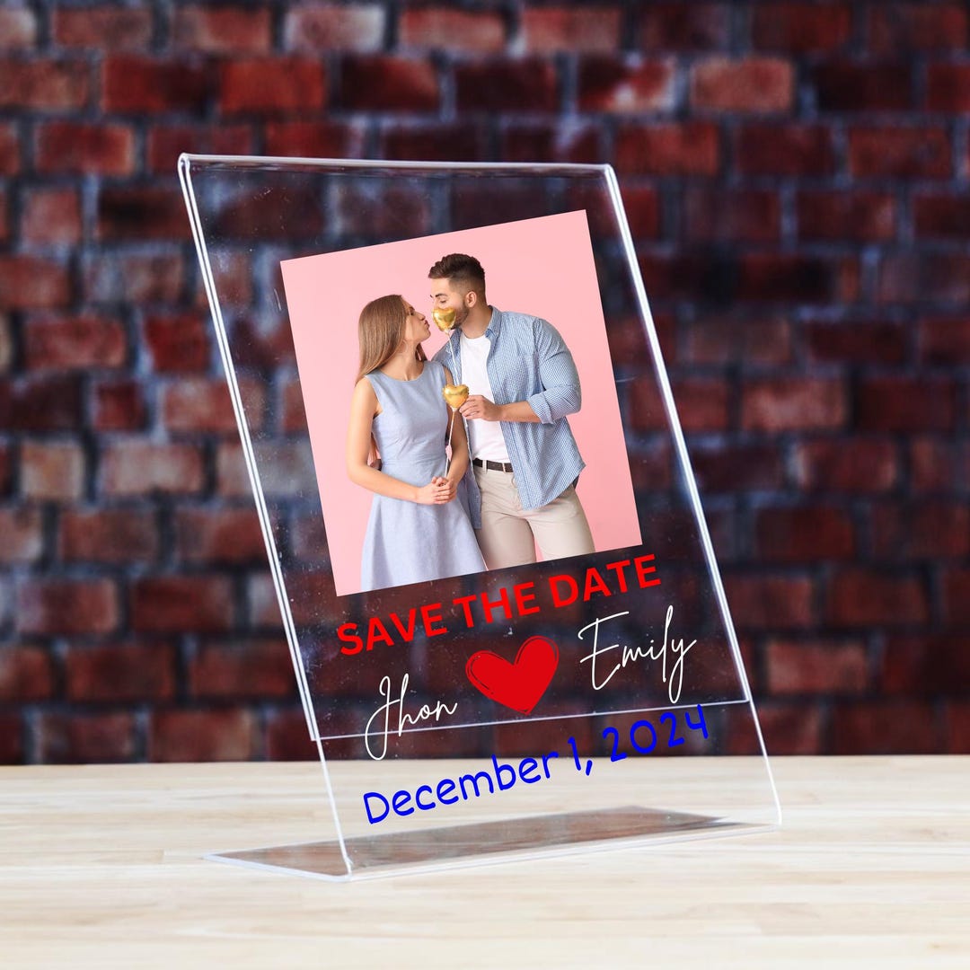 Custom Clear Acrylic Sign Stand, Acrylic Photo Wedding Invite ...