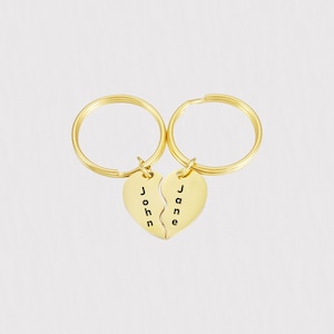 Split Heart Keychain With Name and Initials,personalized Couple Keyring ...