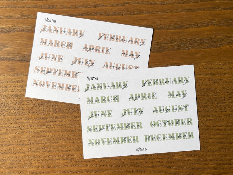 Months Header Stickers Months of the Year, Planner Stickers, Bullet ...
