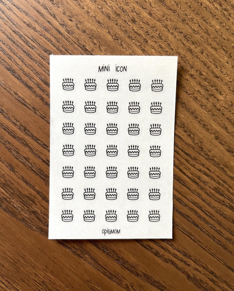 Micro Icon Stickers BIRTHDAY CAKE Transparent Stickers Minimal ...