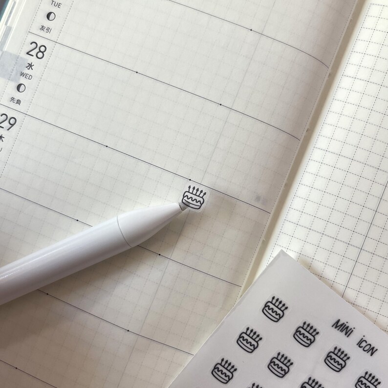 Micro Icon Stickers BIRTHDAY CAKE Transparent Stickers Minimal ...