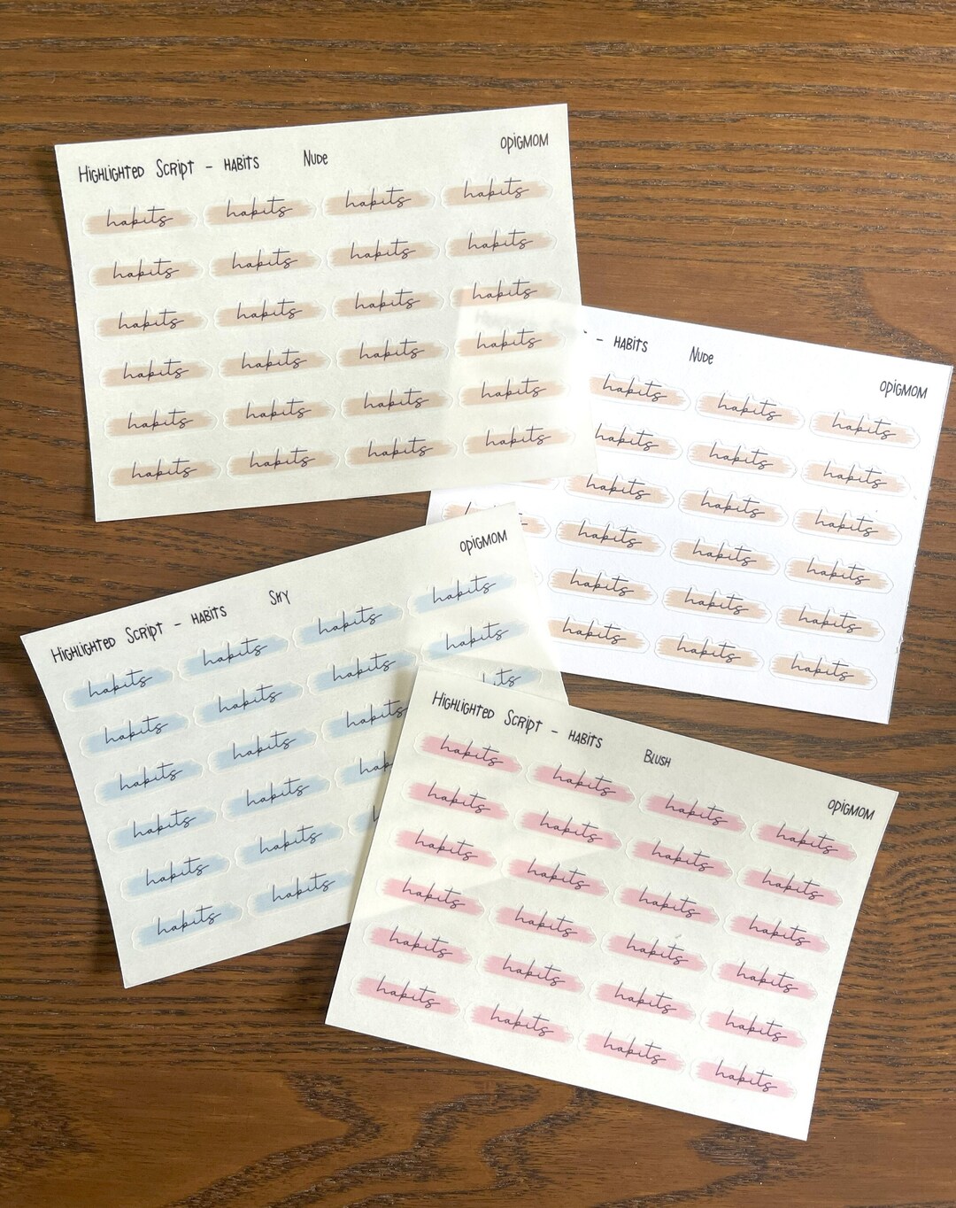 Highlighted HABITS Highlighted Script Stickers Functional Script ...