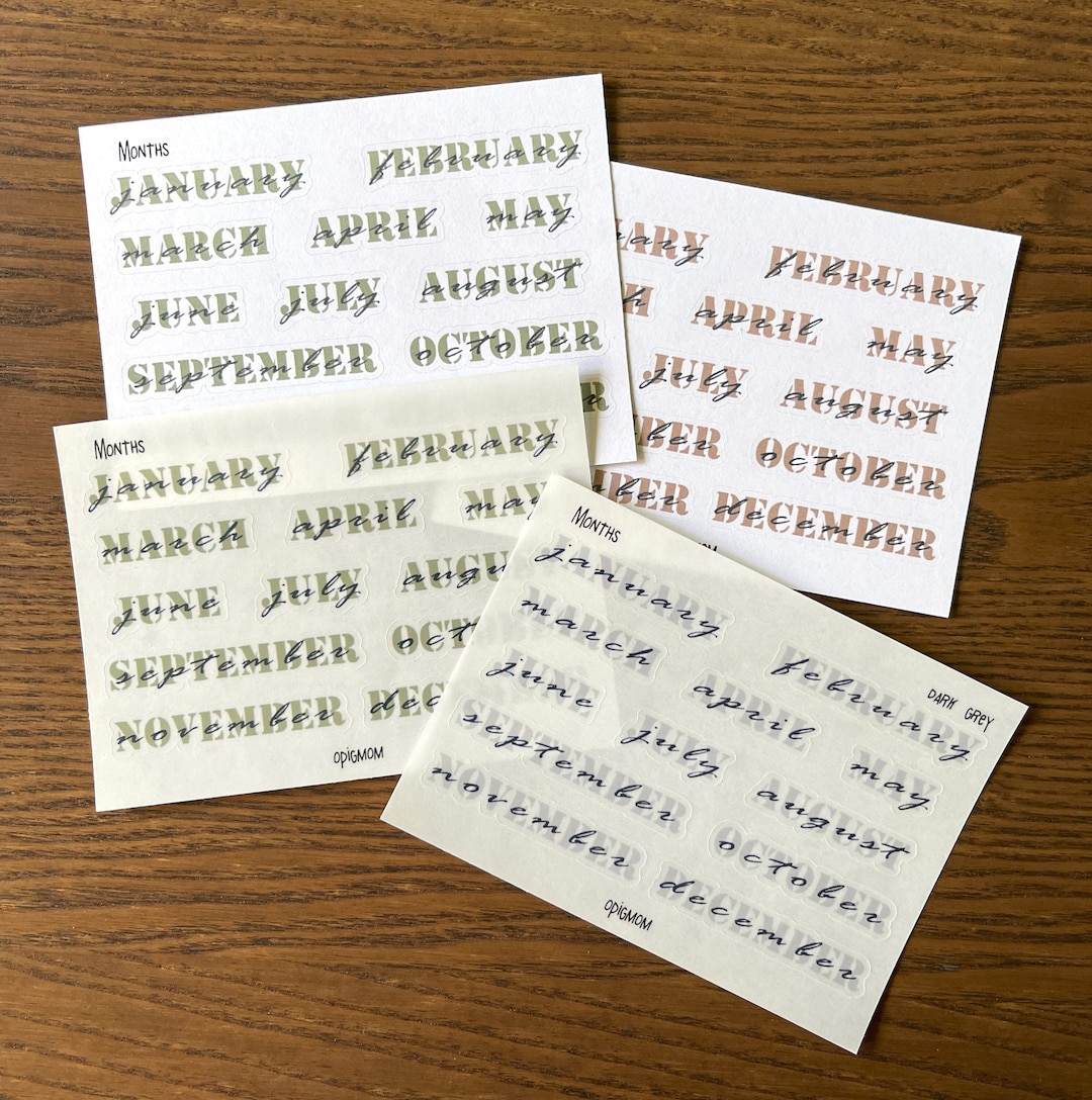 Months Header Stickers Months of the Year, Planner Stickers, Bullet ...