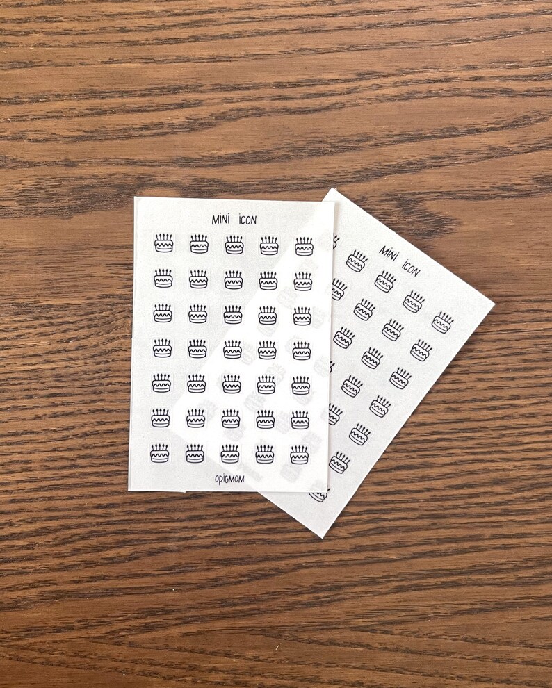 Micro Icon Stickers BIRTHDAY CAKE Transparent Stickers Minimal ...