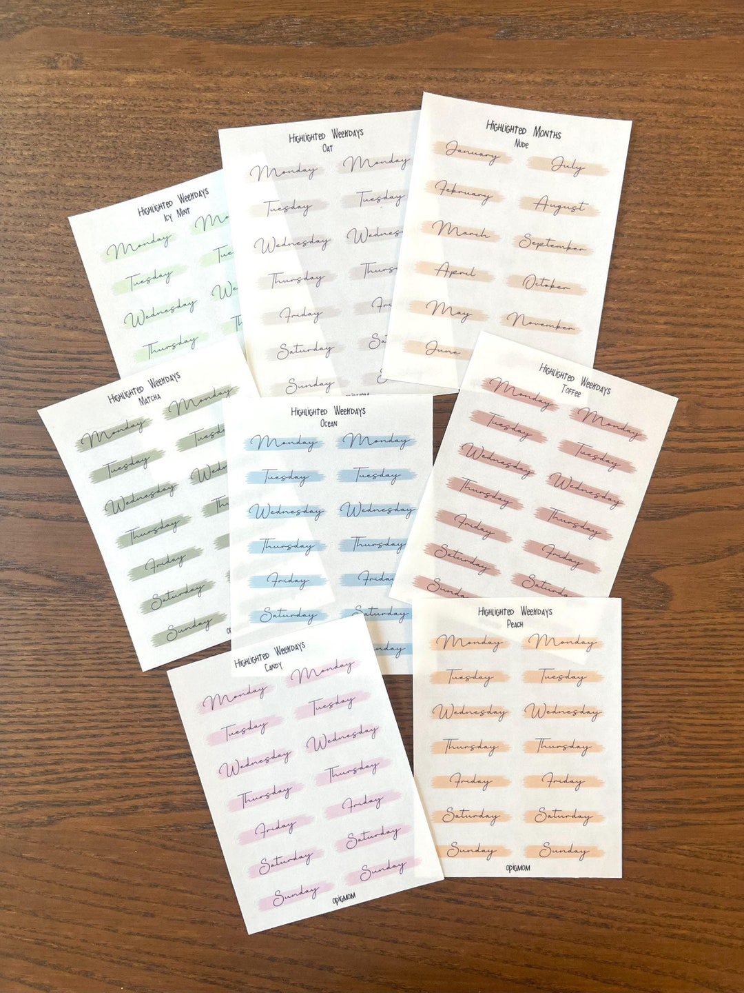 Highlighted WEEKDAYS | Days of Week | Calendar Stickers | Planner ...