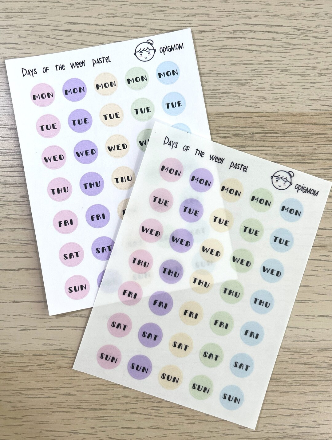 Weekdays Cover Days of the Week Pastel Color Date Cover Calendar ...