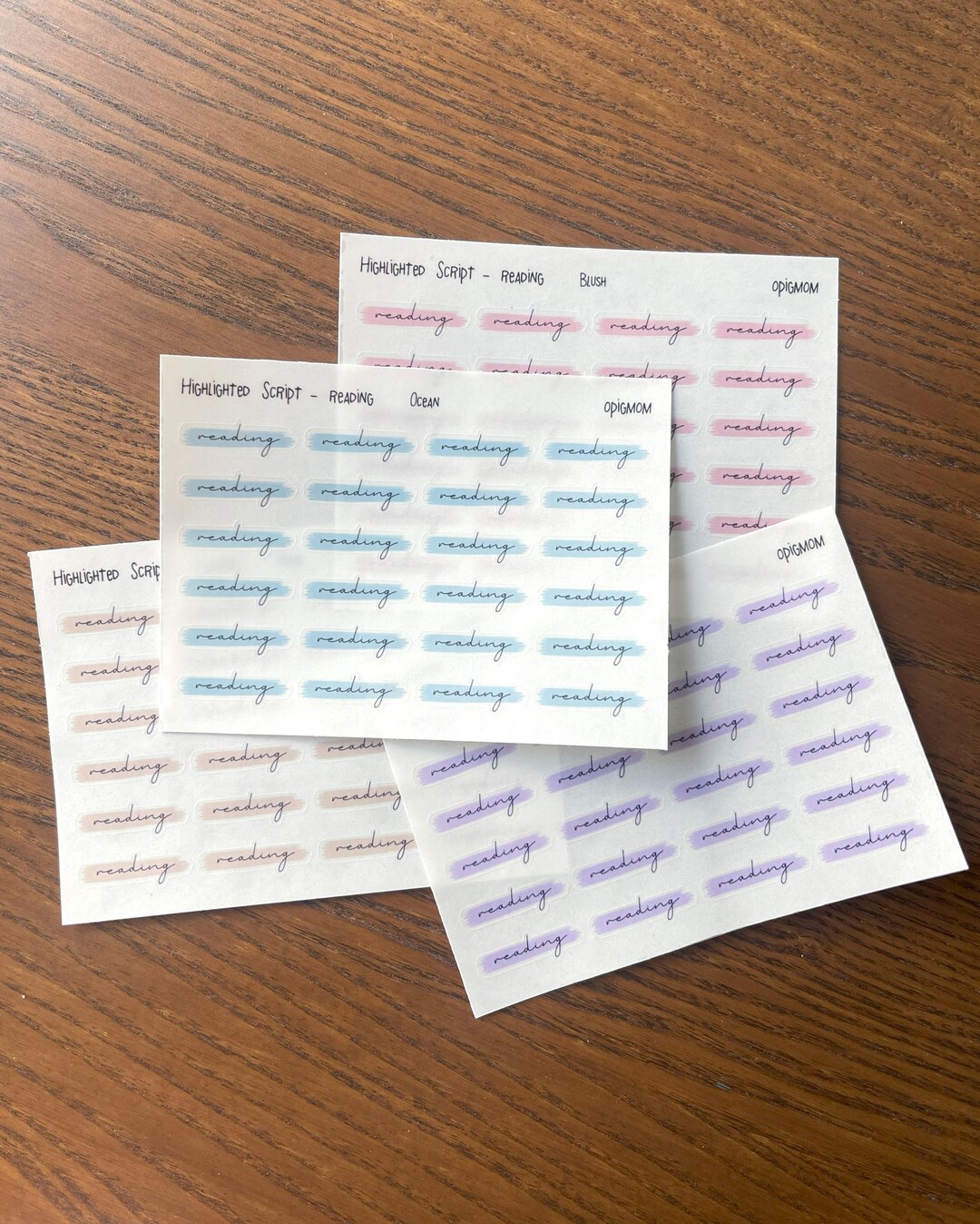 Highlighted READING Highlighted Script Stickers Functional Script ...