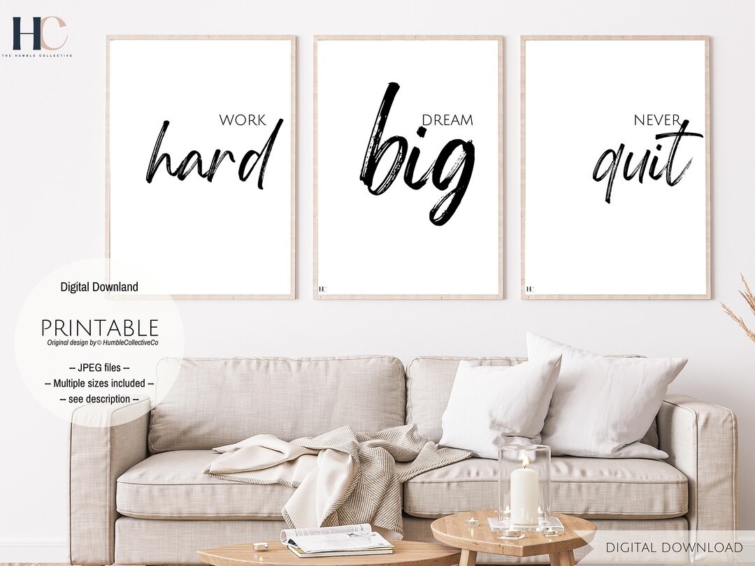 Motivational Quote Printable Wall Art Set of 3 Boho Wall Art Funky ...