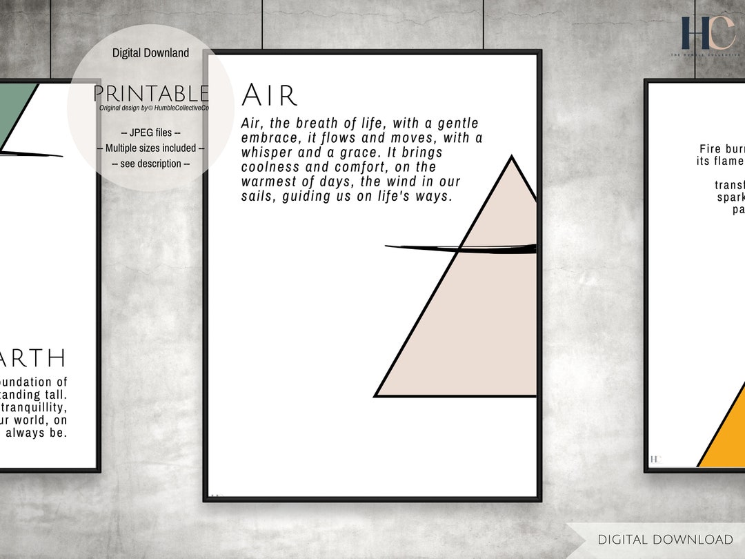 Air 4 Element Art Print 5 Element Minimalist Printable Art - Etsy