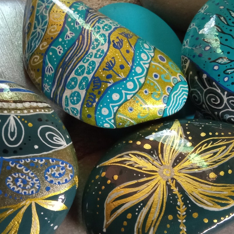 Painted Pebbles - Etsy