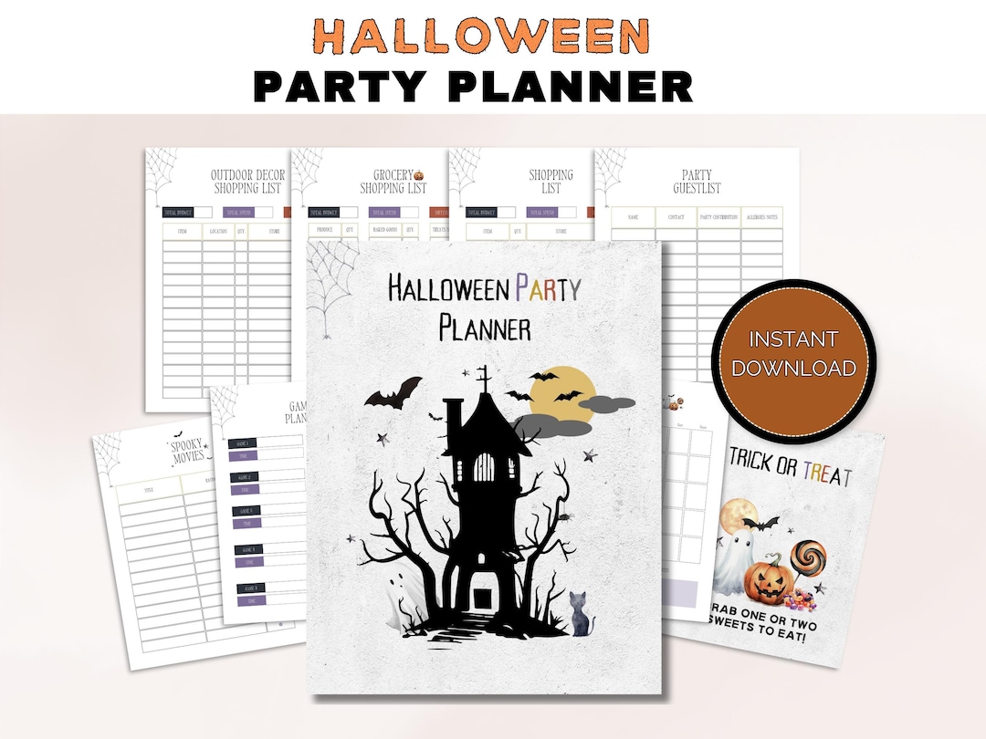 Halloween Party Planner Printable PDF, Spooky Planner, Costume Planner ...