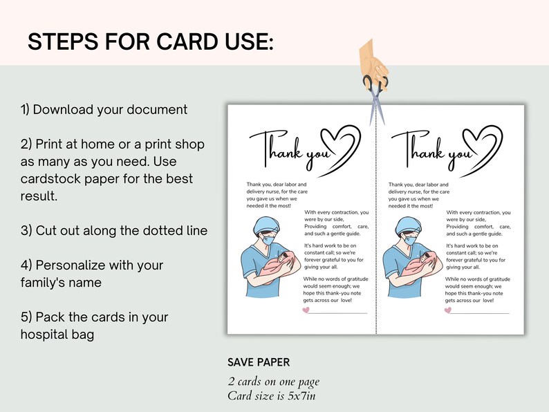 Printable Thank You Note for Labor and Delivery Nurse | Printable Thank ...