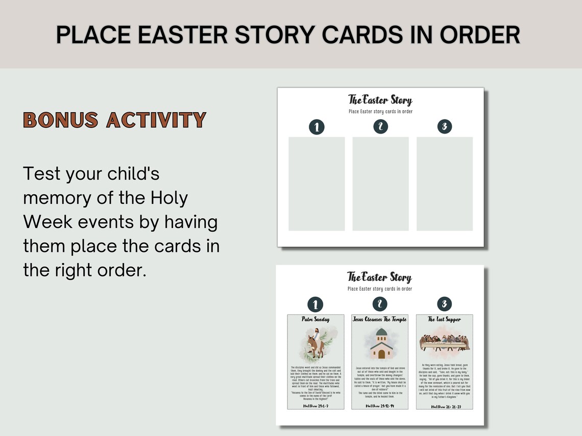 Easter Story Cards for Kids | Holy Week Bible Study (printable PDF) - Etsy