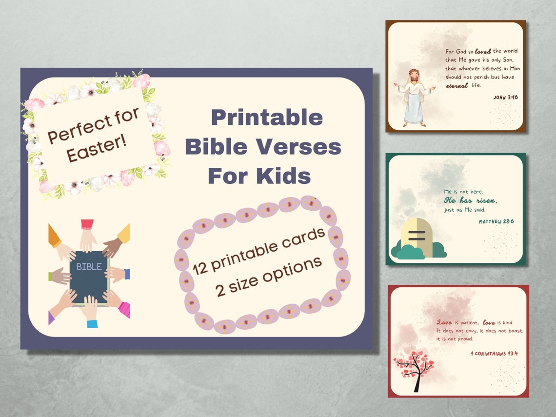Printable Bible Verse Cards for Kids Bible Scriptures for - Etsy