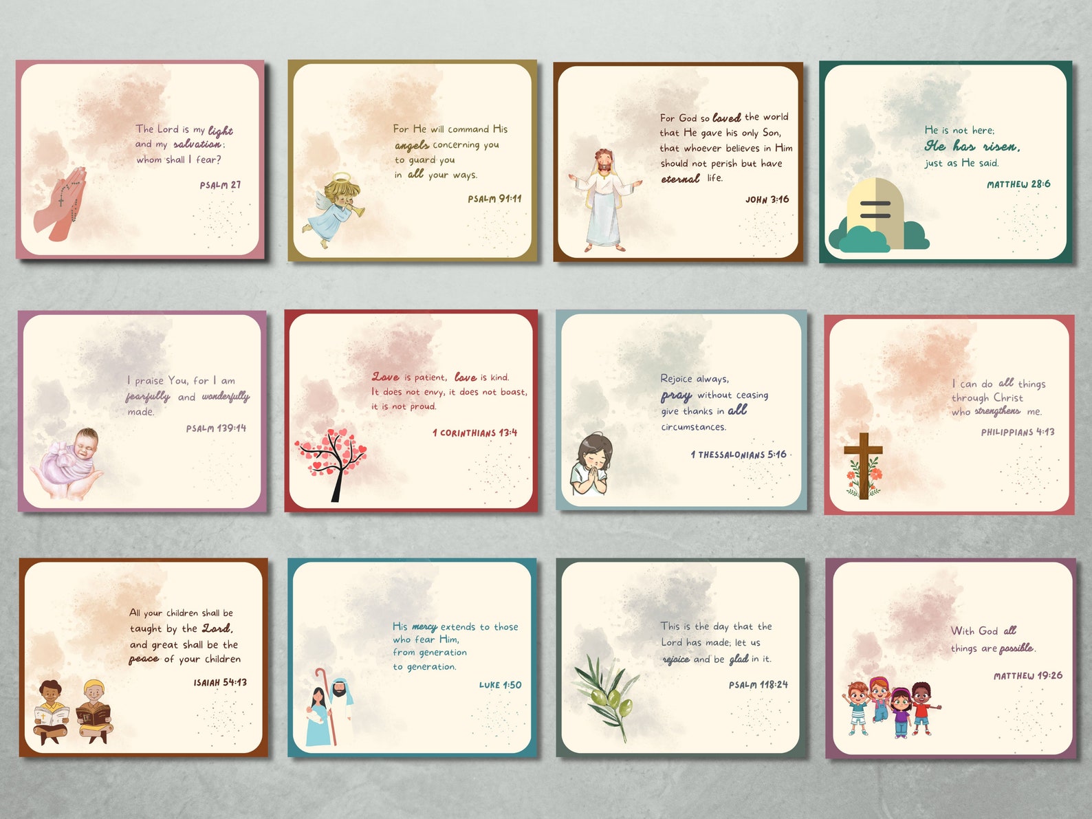Printable Bible Verse Cards for Kids Bible Scriptures for - Etsy