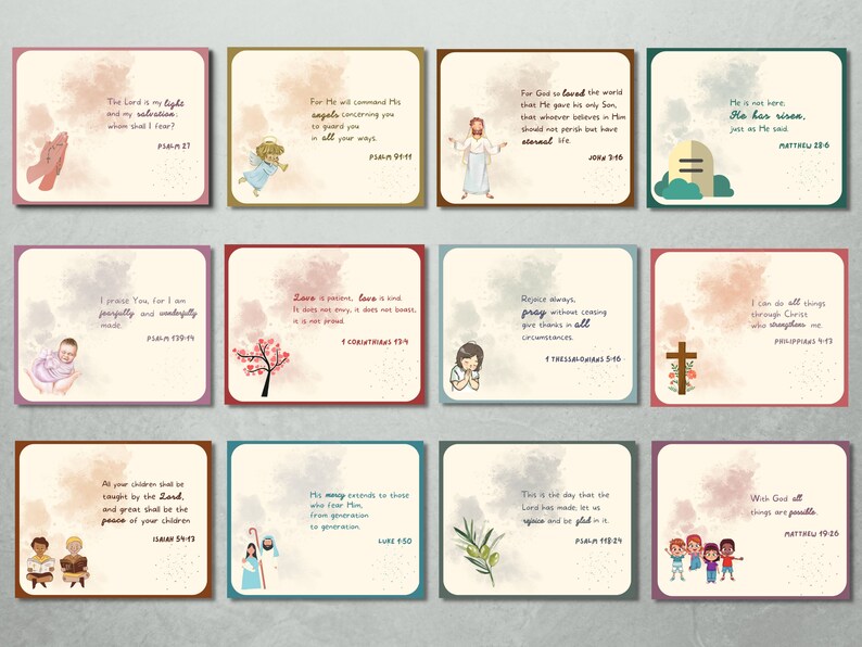 Printable Bible Verse Cards for Kids Bible Scriptures for - Etsy