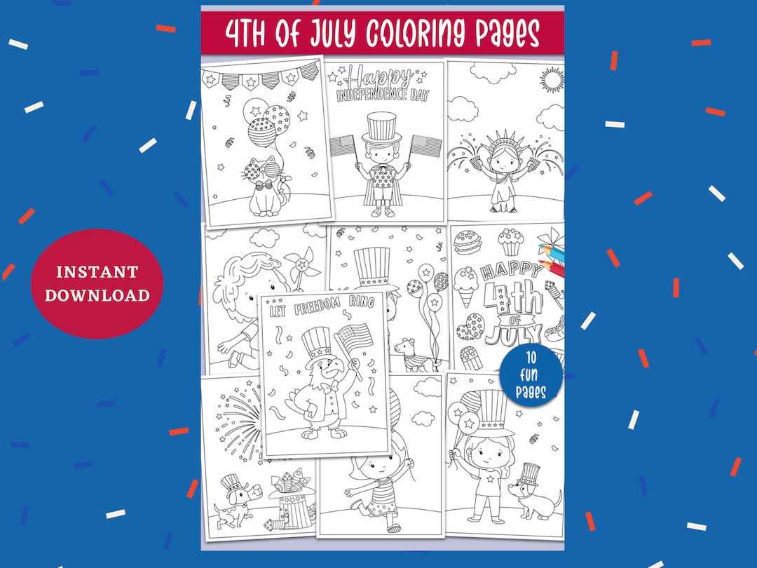 4th of July Coloring Pages, Patriotic Kids Activities (PDF) - Etsy