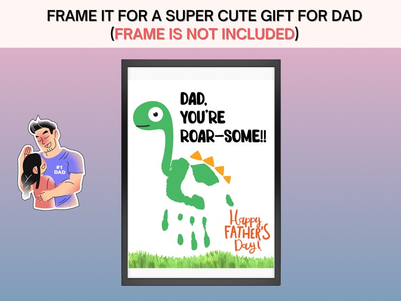 Dinosaur Handprint for Father's Day Roarsome Art Keepsake - Etsy