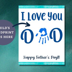 Child Handprint Gift for Father's Day Printable Keepsake Craft DIY, I ...