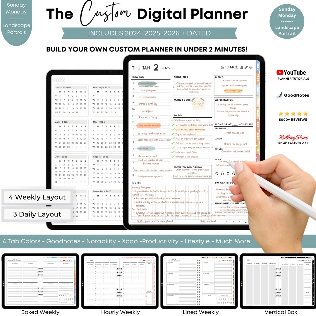 Remarkable Paper Pro Template, Premium Remarkable Planner 2025 ...