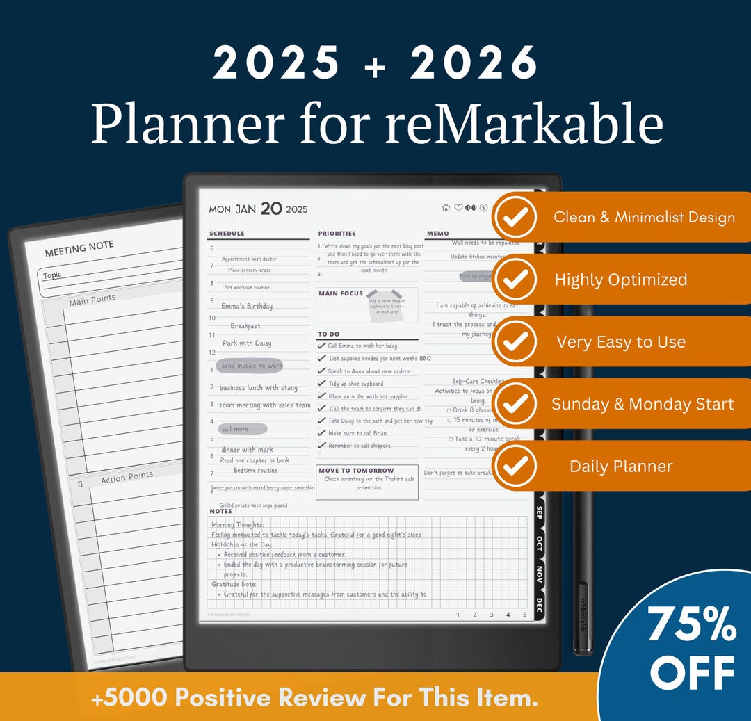 Remarkable Paper Pro Ultimate Planner for 2025 & 2026, Premier Designs ...