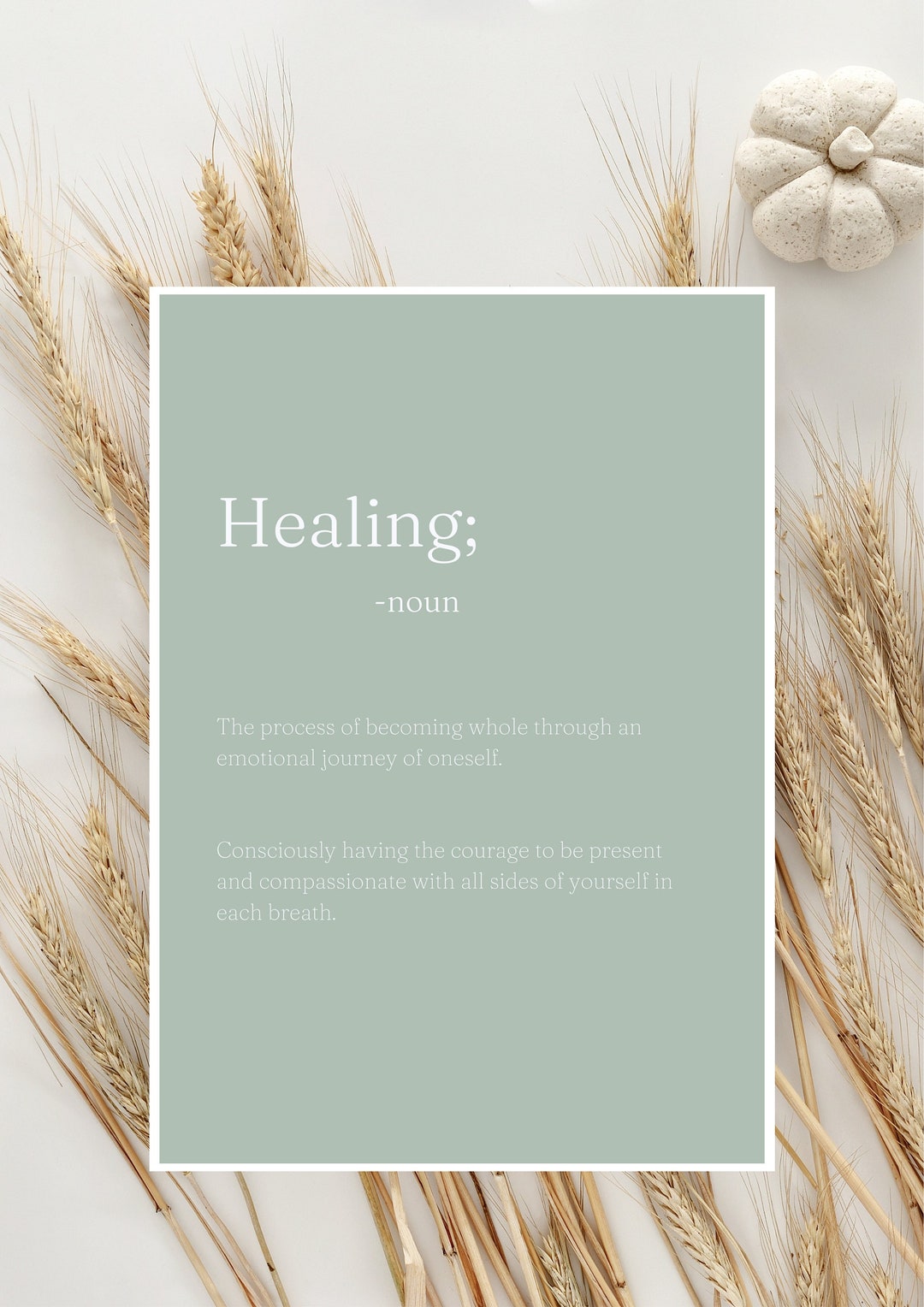 HEALING Digital Print Definition Quote Wall Art Green - Etsy