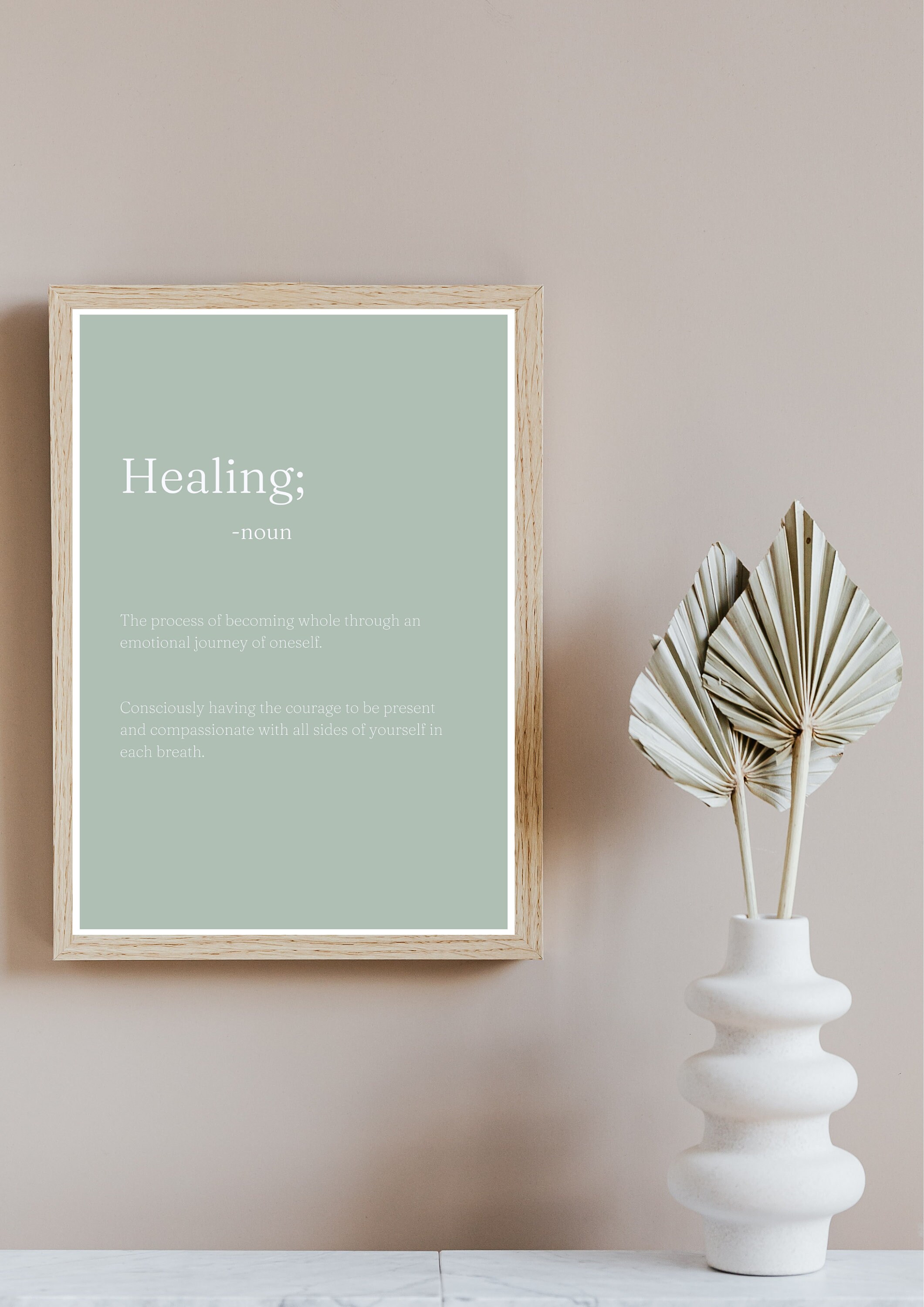 HEALING Digital Print Definition Quote Wall Art Green - Etsy