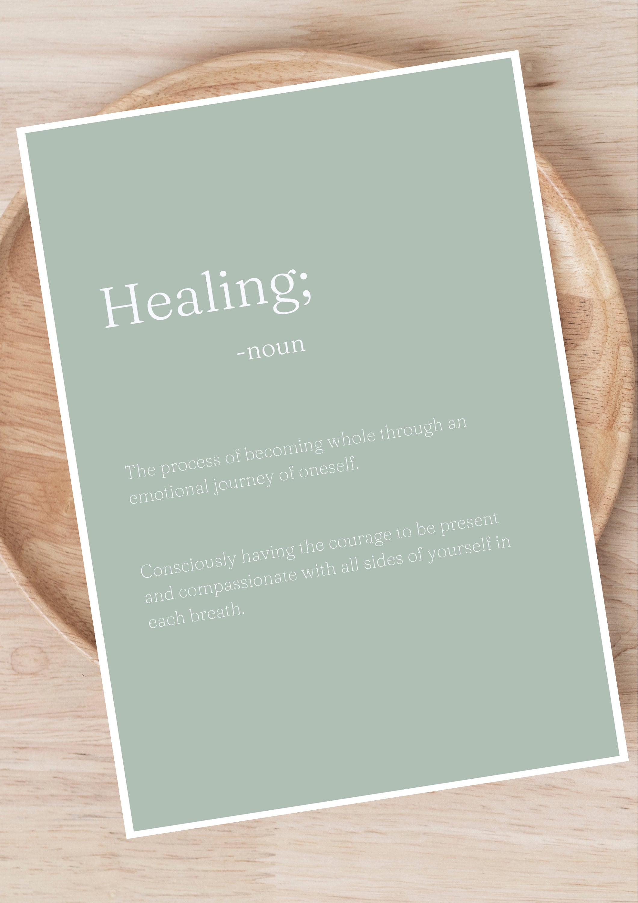 HEALING Digital Print Definition Quote Wall Art Green - Etsy